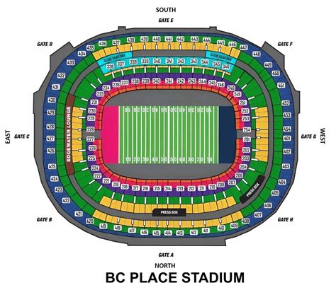 Bc Place Seating Chart With Rows And Seat Numbers