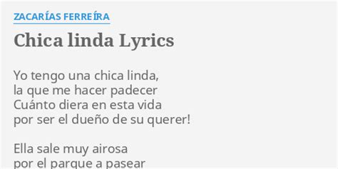 Chica Linda Lyrics By ZacarÍas FerreÍra Yo Tengo Una Chica