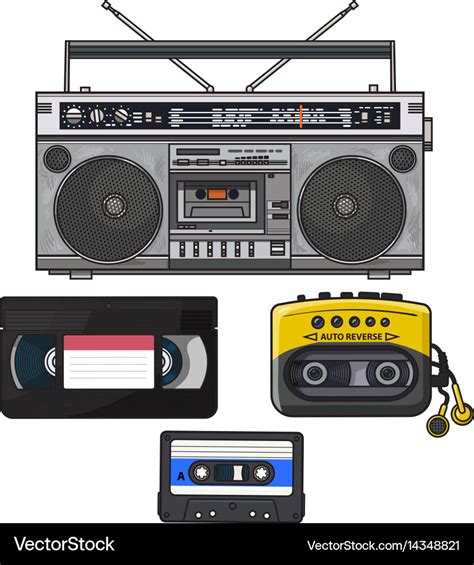 Retro Audio Cassette Tape Recorder Music Player Vector Image