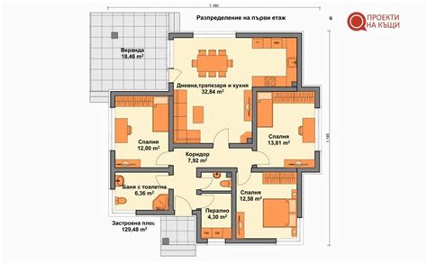 Готов проект на къща Наталия красива едноетажна къща с три спални Проекты Натал Веранда