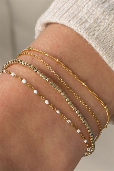 Silver Bracelet Stack Delicate Gold Bracelet Gold Bracelets Stacked