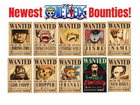One Piece New Bounty Posters All Strawhat Crew Post Wano Wanted Bounty Poster Zoro Sanji Nami