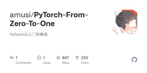 GitHub amusi PyTorch From Zero To One PyTorch从入门到精通