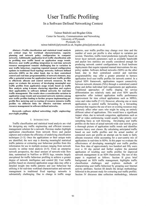Pdf User Traffic Profiling In A Software Defined Networking Context