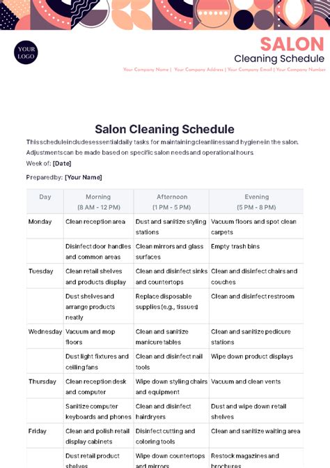 Free Master Cleaning Schedule Template To Edit Online