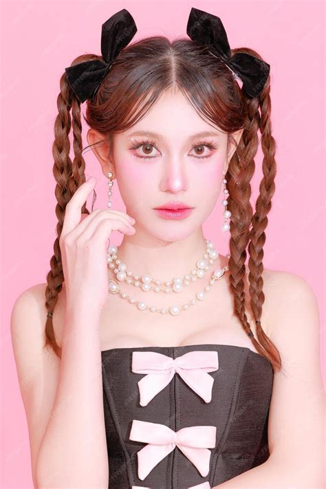 Premium Photo Gorgeous Fashionable Asian Woman Two Side Braids In