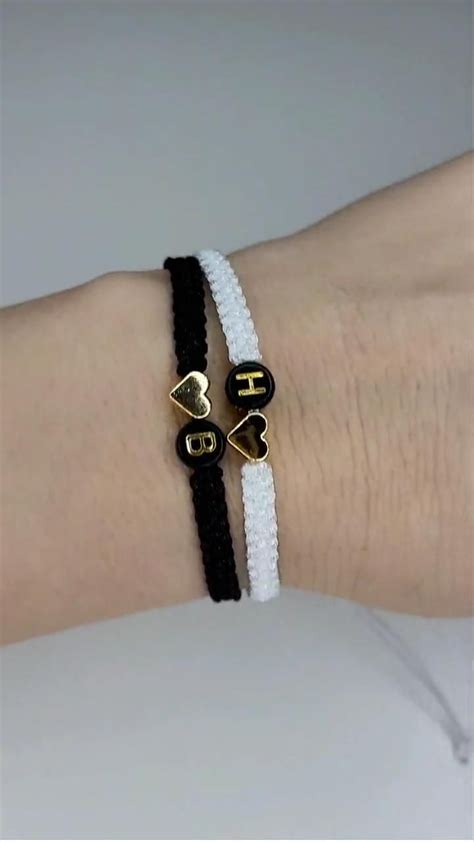 Set Of 2 Personalized Initial Bracelets Love Charm Custom Bracelets