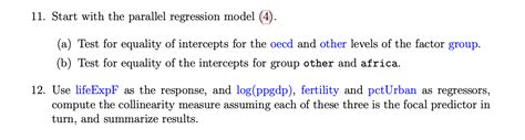 solved 11 start with the parallel regression model 4 a
