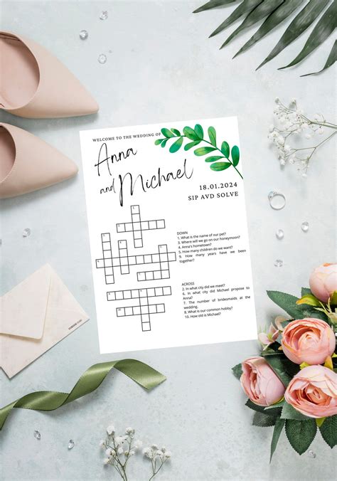 Custom Wedding Crossword Puzzle Template Engagement Party Game Template Sip And Solve Puzzle
