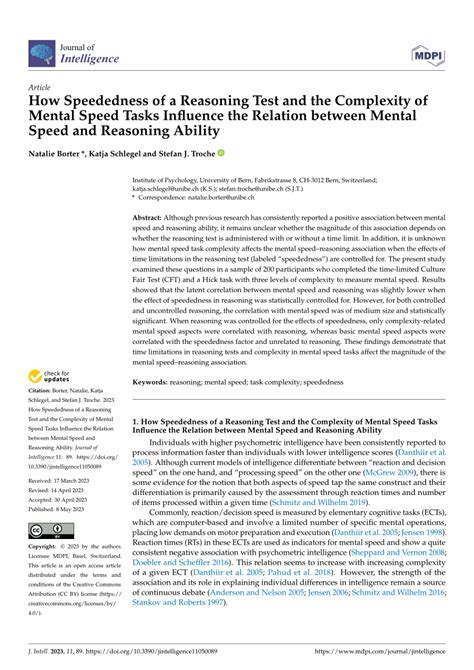 pdf how speededness of a reasoning test and the complexity of mental