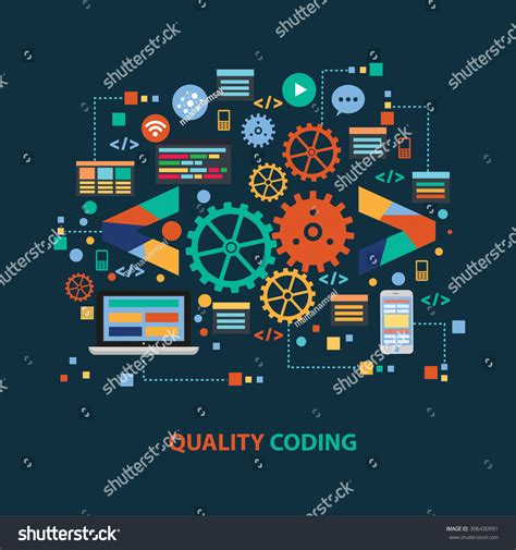 Quality Coding Concept Design On Dark Stock Vector Royalty Free Shutterstock