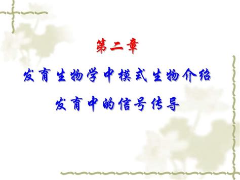 第二章发育生物学的模式生物介绍、发育中的信号转导 2011年3月10日 Word文档在线阅读与下载 无忧文档