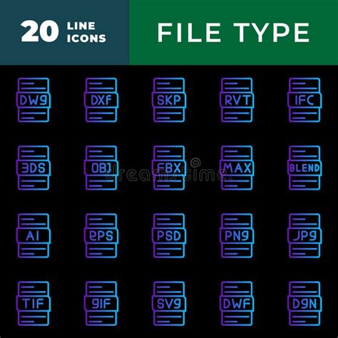 File Type Document Gradient Outline Icon Collection Format Extension Archive Data Files