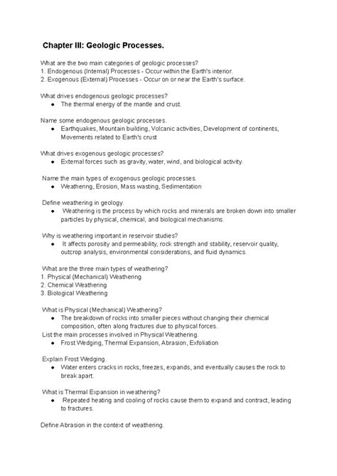 Chapter Iii Geologic Processes What Are The Two Main Categories Of Geologic Processes