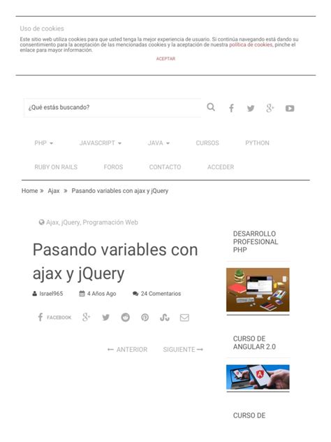 Pasando Variables Con Ajax Y Jquery Uno De Piera Pdf Cookie Script Java