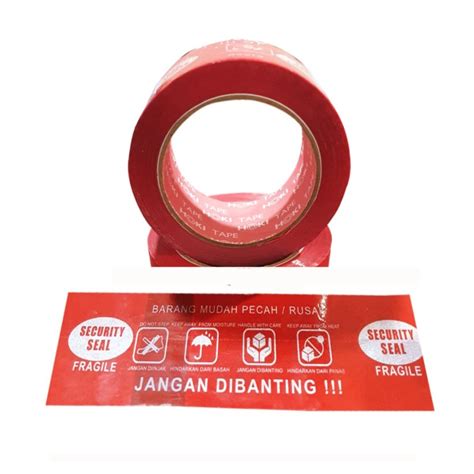 Jual LAKBAN MERAH TULISAN FRAGILE Jangan Dibanting Pengikat Perekat