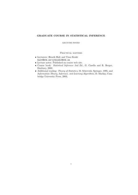pdf lecturenotes matematik kth inference lecture1 pdf · graduate