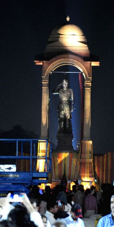 New Delhi PM Modi Unveils The Statue Of Netaji Subhas Chandra Bose Beneath The Canopy Near