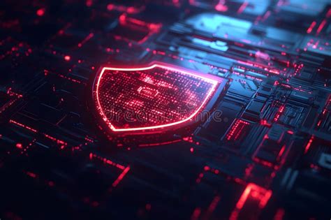 Digital Shield Protecting A Network Glowing Binary Code And Secure