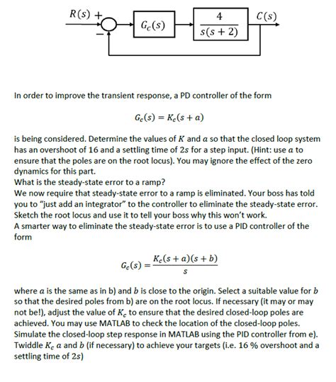 In Order To Improve The Transient Response A Pd