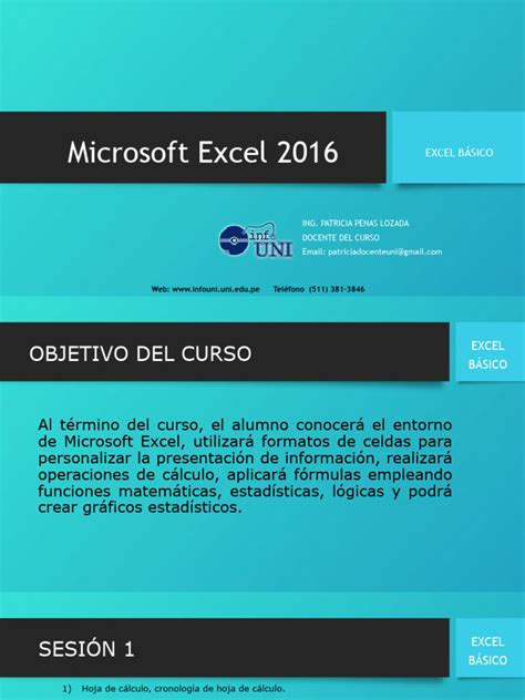 Microsoft Excel 2016 SesiÓn 1 Pdf Microsoft Excel Hoja De Cálculo