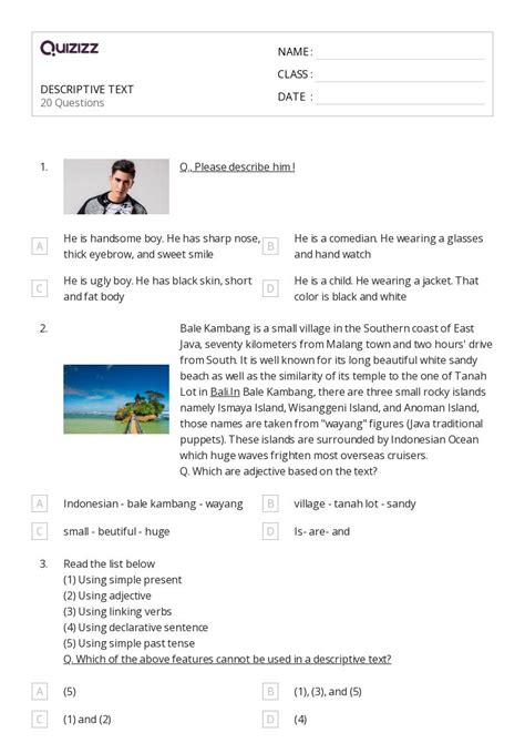 50 Descriptive Verbs Worksheets For 1st Grade On Quizizz Free Printable