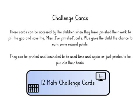 Maths Challenge Cards Teaching Resources