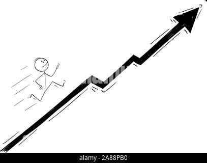 Businessman Running Up Graph Business Tree Illustration Vector Cartoon