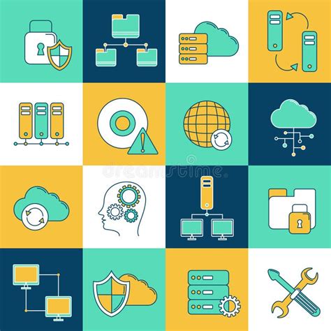 Database Analytics Icons Flat Stock Vector Illustration Of Folder