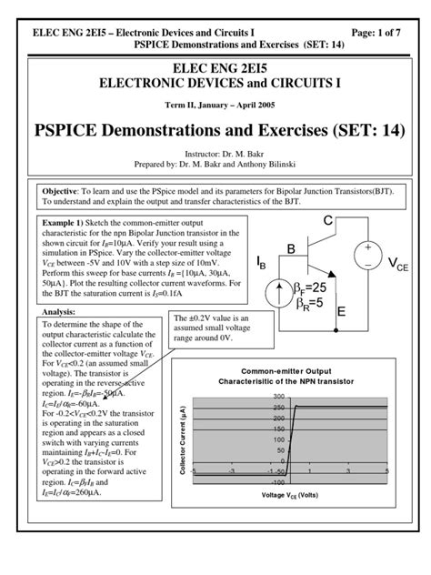 pspice experiment pdf bipolar junction transistor transistor