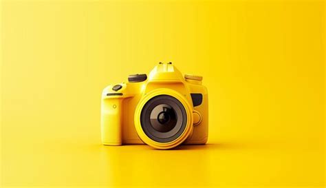 Premium Photo Yellow Dslr Photo Camera On Yellow Backgroundgenerative Ai