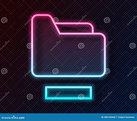 Glowing Neon Line Document Folder Icon Isolated On Black Background