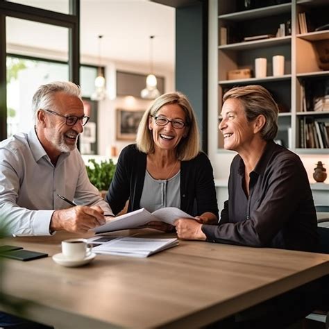 Smiling Mature Couple Discussing Over Documents With Real Estate Agent