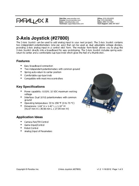 2 Axis Joystick Documentation V1 2 Pdf Electrical Engineering Computing