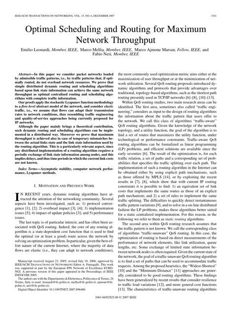 Pdf Optimal Scheduling And Routing For Maximum Network Throughput