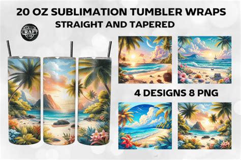 Beach Skinny Tumbler Wrap 20oz Png Graphic By Lazycraftlab · Creative