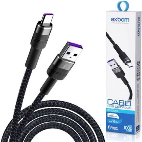 Cabo Type C A Turbo Metro Alumínio Dados e Carregamento Exbom CBX U C TC Cabo para