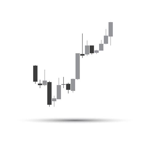 Simple Grey Candlestick Chart Isolated On White Background Trading