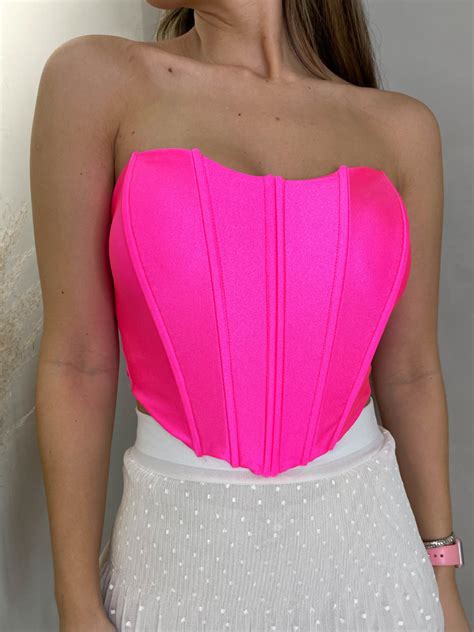 Cropped Corselet Tomara Que Caia Vincos Cirre Pink Lavinny Store