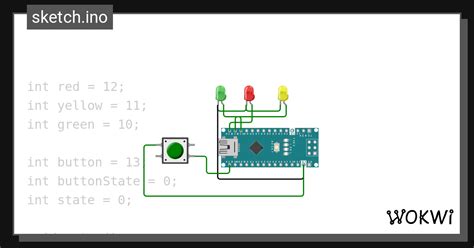 PUSHBUTTON STATE LED ON OFF Wokwi ESP32 STM32 Arduino Simulator