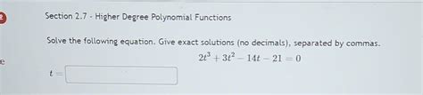 Solved Section Higher Degree Polynomial Functions Chegg
