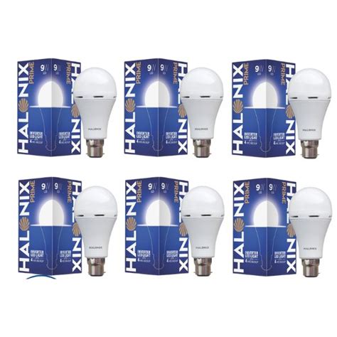 Halonix Prime 9w Rechargeable Led Bulb Pack Of 6 Smuf