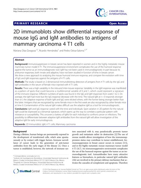 Pdf 2d Immunoblots Show Differential Response Of Mouse Igg And Igm