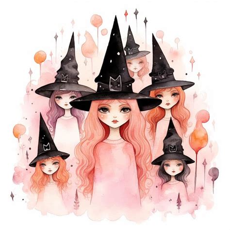 Brujas De Halloween Vector Premium