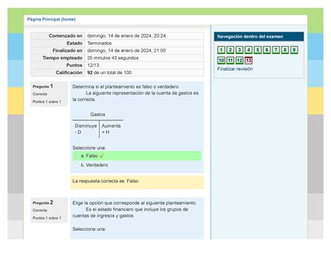 EA Cuentas contables Página Principal home Pregunta Correcta Puntúa sobre Pregunta