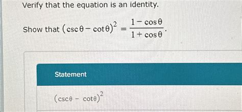 Solved Verify That The Equation Is An Identity Show That