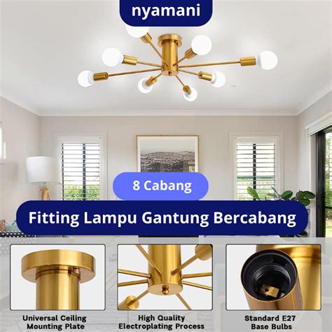 Jual NYAMANI Fitting Lampu Plafon 8 Cabang Lampu Gantung Modern