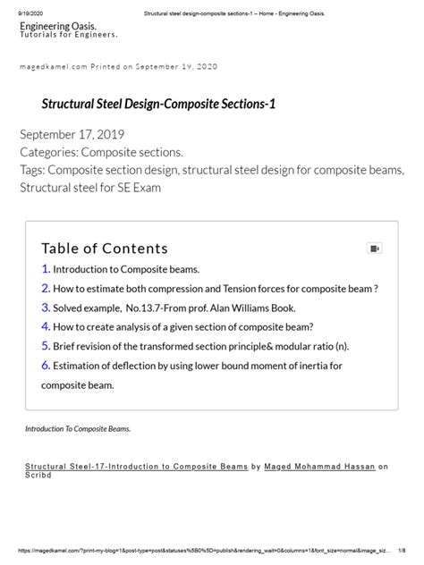 Structural Steel Design Composite Sections 1 Home Engineering Oasis