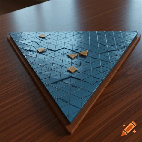 A Triangular Board Game With A Grid Of Smaller Blue Triangles And