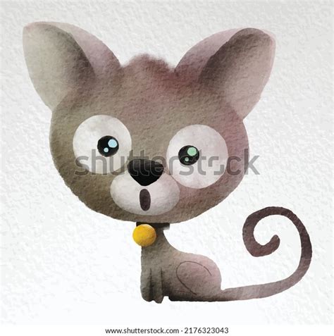 Watercolor Cute Cat Clipart Illustration Cute 库存矢量图（免版税）2176323043